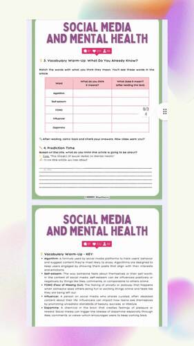 Impact of Social Media on Mental Health | READING COMPREHENSION ...