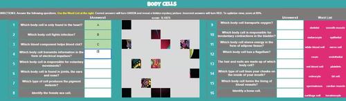 Types of Body Cells Mystery Picture Reveal and Print Activity | TPT