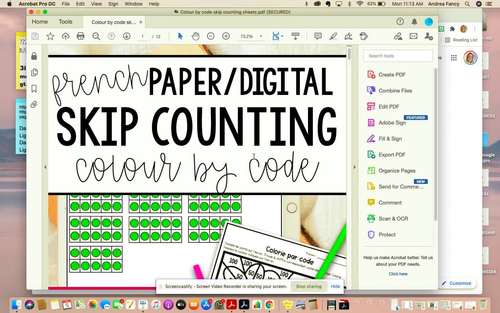 FRENCH Digital/Print Skip Counting Colour by Code Worksheets | TPT