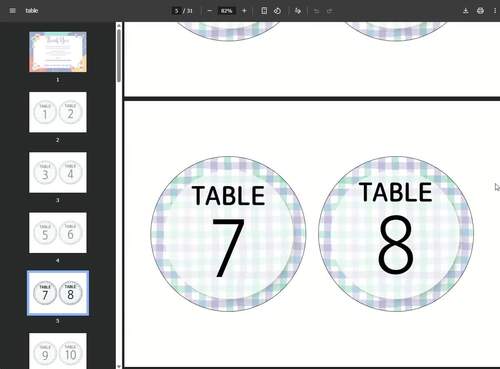 Pastel Gingham Table and Group Numbers | Printable Classroom Labels 1-30