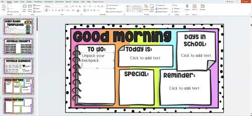 Daily Slide Templates - Editable Daily Morning Meeting Template for ...