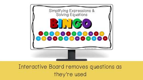 BINGO - Simplifying Expressions & Solving Equations - Interactive ...
