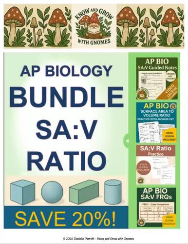 Surface Area to Volume Ratio (SA:V) Bundle |Save 20%|Notes, Practice ...