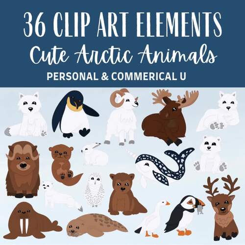 Arctic Animals Clipart | Polar Bear, Seal, Moose, Otter, Puffin, & More ...