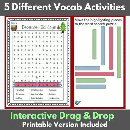 Christmas Grammar and Vocabulary Worksheets and Digital Activities