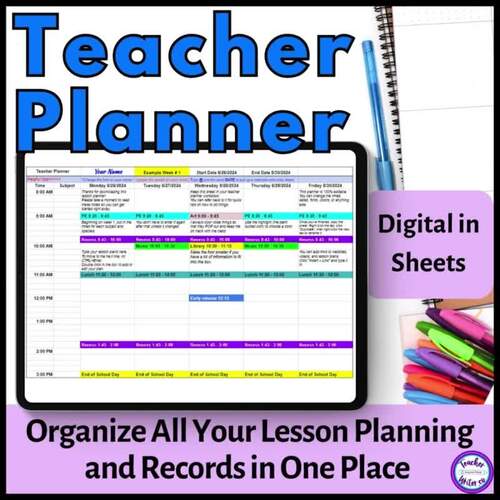 Teacher Planner Editable Lesson Plan Book in Sheets Perpetual Calendar