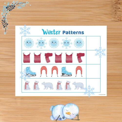 Winter Patterns Worksheets - Cut & Glue Math Center Activity | TPT