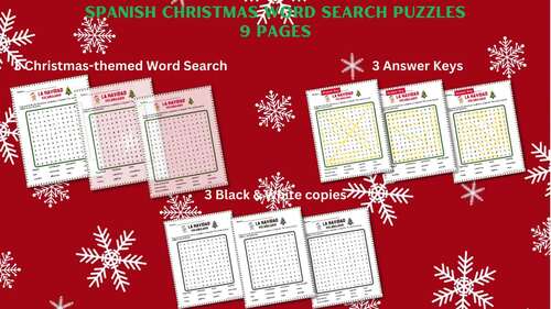 Spanish Christmas Activities Vocabulary Word Search Puzzle Printables ...