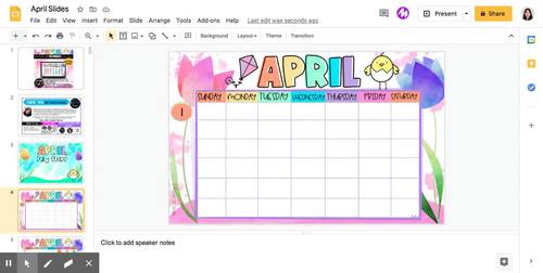 SPRING GOOGLE SLIDES - MORNING MEETING & CALENDAR - 125 SLIDES DISTANCE ...