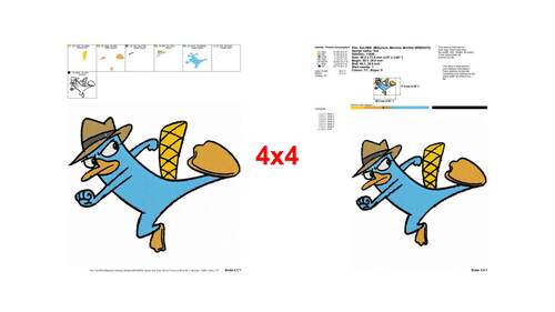 Perry the Platypus Secret Agent Cartoon Character Embroidery Designs ...