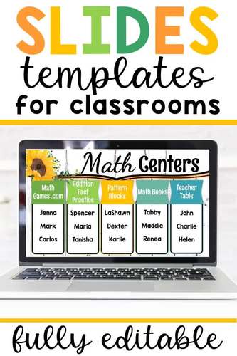 Themed Classroom Slides Templates Sunflower by Differentiation Corner
