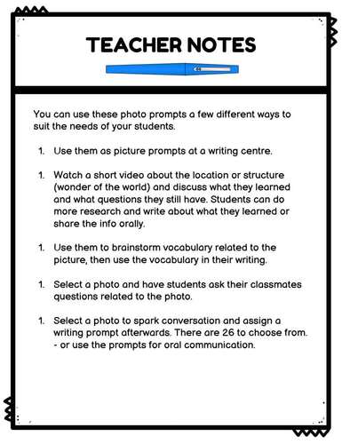 French wonders of the world writing prompts | merveilles du monde en ...