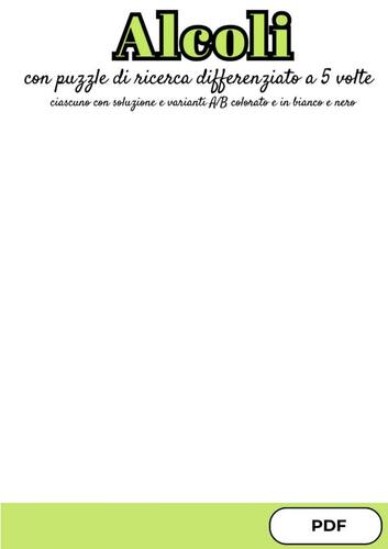 Italian: Organic Chemistry | Homologous series of alcohols | Word Search