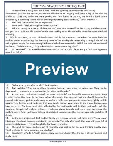 Earthquake Reading Passage & Comprehension Questions 4th-5th Grade ...