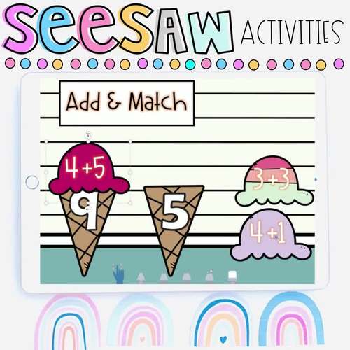 Seesaw Digital Learning Ice Cream Addition 1-10 #distancelearning