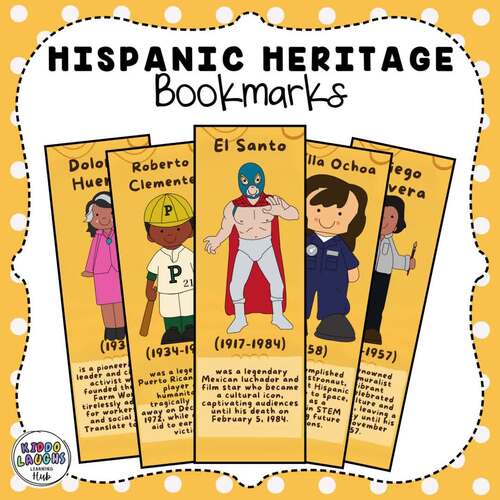Hispanic Heritage Month Bookmarks ,Famous Latinos, September Bookmarks
