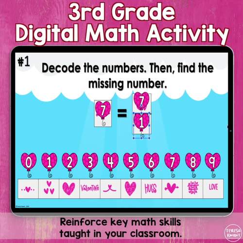 3rd Grade Digital Valentine's Day Fraction Math Activity | Distance ...