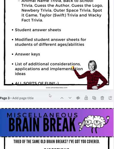 Trivia Brain Breaks for Middle School | 9 Fun Classroom Quizzes ...