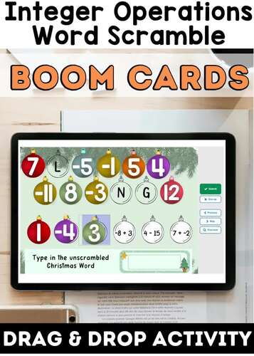 Integer Operations Christmas Mystery Word Boom Cards™ by Math and Glitter