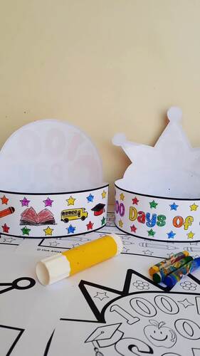 100th Day of School Crown Hat Craft, 100 Days of School Coloring Pages ...