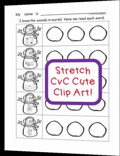 Segmenting Blending Spelling CvC Words Winter Snowman Short Vowels ...