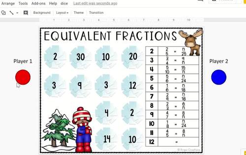 Equivalent Fractions and Simplest Form Winter Games - Digital and ...