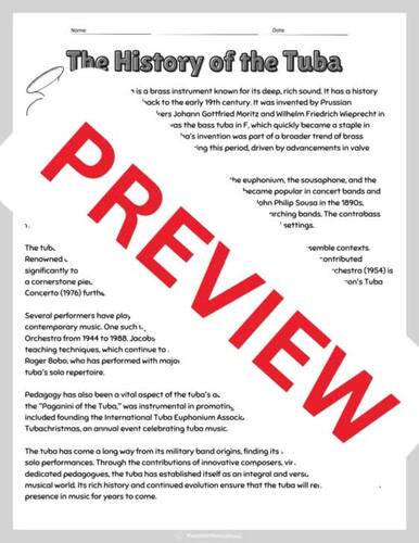 History of the Tuba: Band Sub Plans by Mara Mattheus Music | TPT