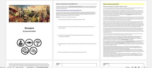 'Divergent' - Novel Study Resources | TPT