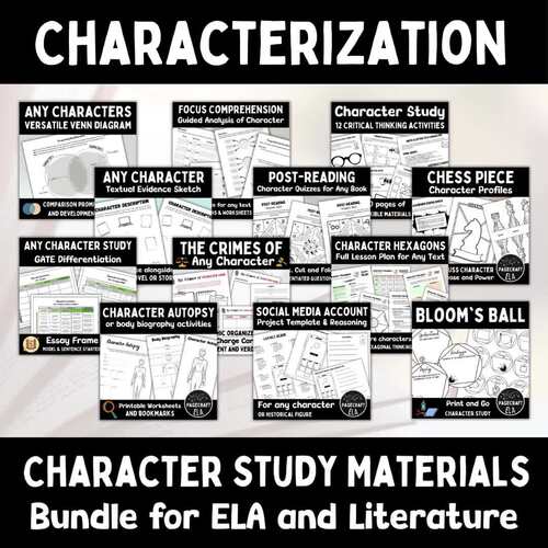 Character Study BUNDLE for Literary Characterization and Close Reading