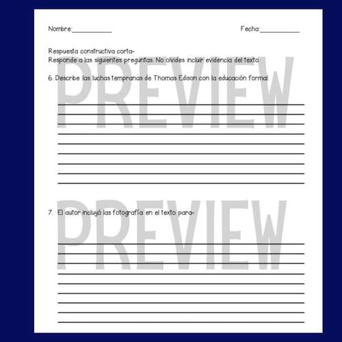 Científico Thomas Edison-Biografía- Pasaje de lectura y Comprensión lectora