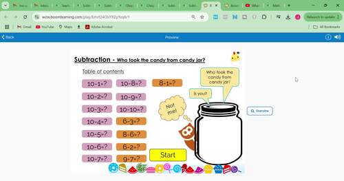 Subtraction within 10 No Prep Boom card activity for kindergarten|Task ...