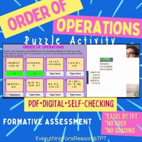 Order of Operations Puzzle Self-checking Activity | TPT