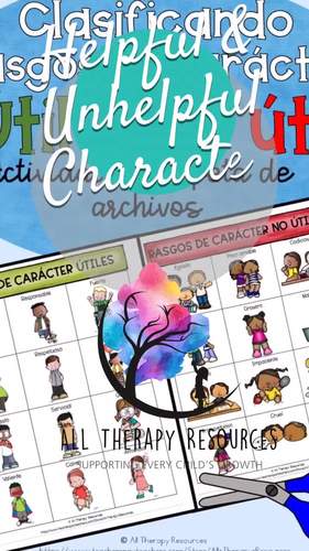 SPANISH VERSION Helpful & Unhelpful CHARACTER TRAITS - File Folder Activity