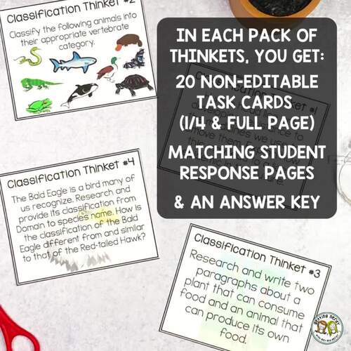 Classification | Zoology | Taxonomy Task Cards | Warm ups, Project ...