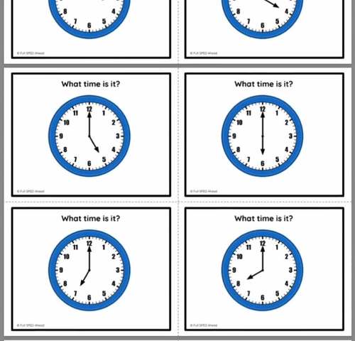 Analog Identification Telling Time on a Clock Task Cards for Special ...