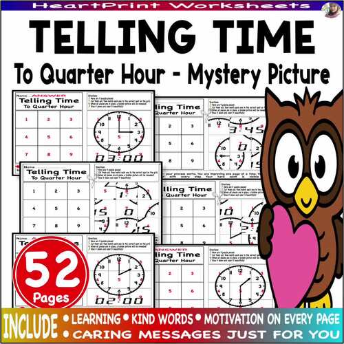 Telling Time to 15 Minutes – Clock Mystery Picture No Prep Fun Activity ...