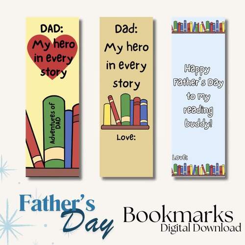 Father’s Day Printable Bookmarks – Hero Dad Reading Gift (Set 2)
