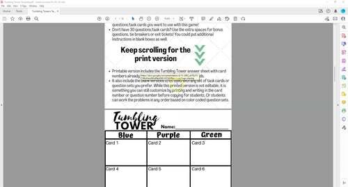 Tumbling Tower Game - Editable, Printable, Customizable by Kellie Pringle