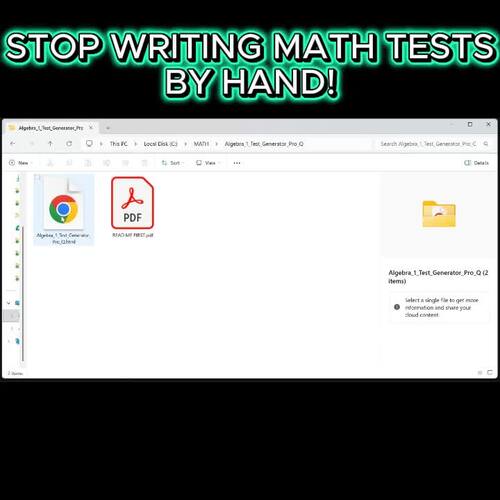 Algebra 1 Quadratic Functions & Equations Generator | Graphing, Roots ...