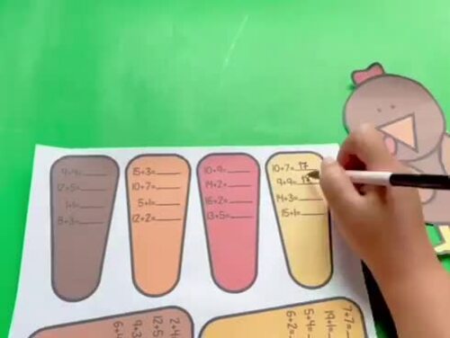 Thanksgiving Math Craft | Turkey Addition to 20 Craft | Turkey Addition ...