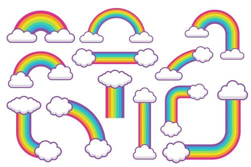 Rainbows and Clouds Clip Art Set by Running With Foxes | TPT