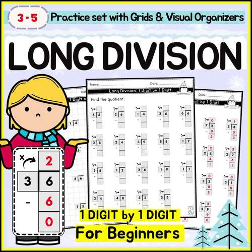️ Beginner Long division practice worksheets 1 digit + graphic ...