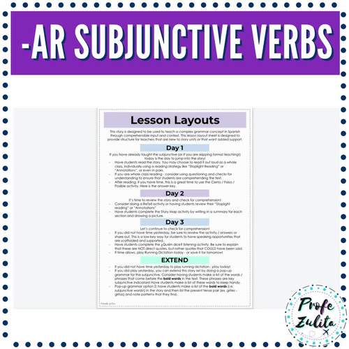 Spanish Present AR Subjunctive - subjuntivo Reading & Activities - Bettie