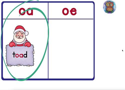 Long O Sort (OA OE OW) Winter Themed Boom Cards Game by Funny Owl