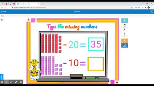 Place Value Games Subtracting Tens Within 100 Boom Cards 1st Grade Math