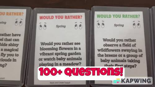 Would You Rather Cards Spring 100+ Conversation Questions Social Skills