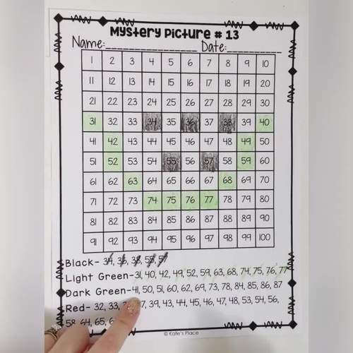 Summer Mystery Pictures 100s Chart UPDATED by Kate's Place | TPT