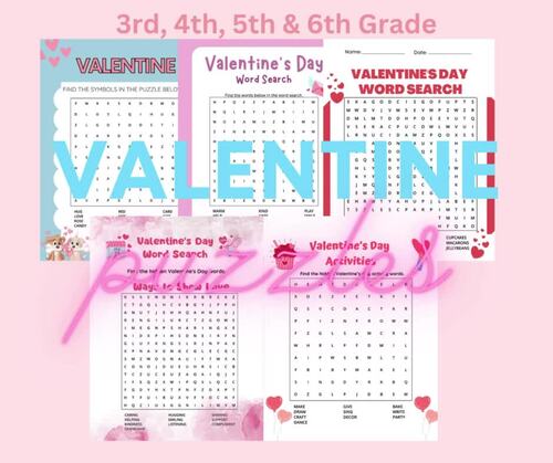 Valentine's Day Word Search: A Heartwarming Set of 3 Puzzles for K ...
