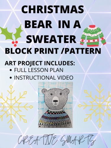 Christmas Art Bear in a Sweater by Creative SmArts | TPT