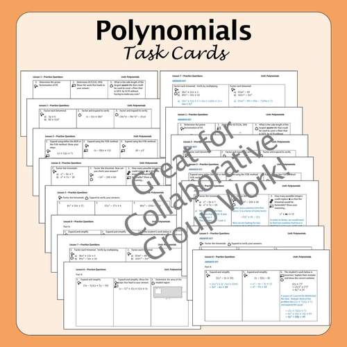 Polynomial Factors Products Task Cards & Checkpoints | Differentiated ...